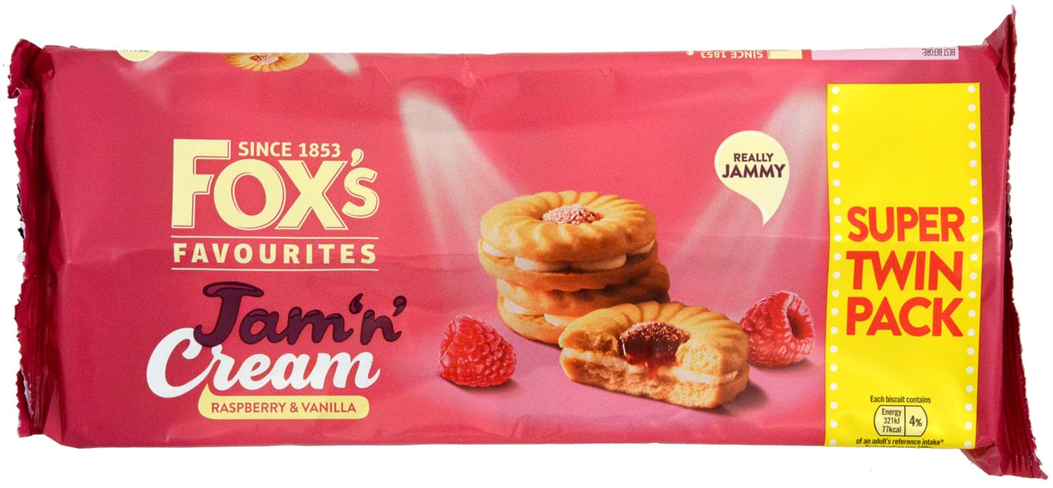 Michelles Specialities. Foxs Jam'n'Cream Raspberry & Vanilla 2 x 150g